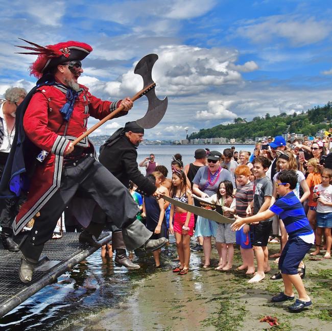 The Seafair Pirates stormed Alki Beach on July 7